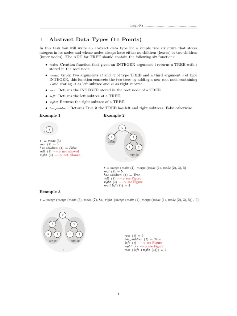 1 Abstract Data Types (11 Points) : Not Allowed Not Allowed | PDF ...