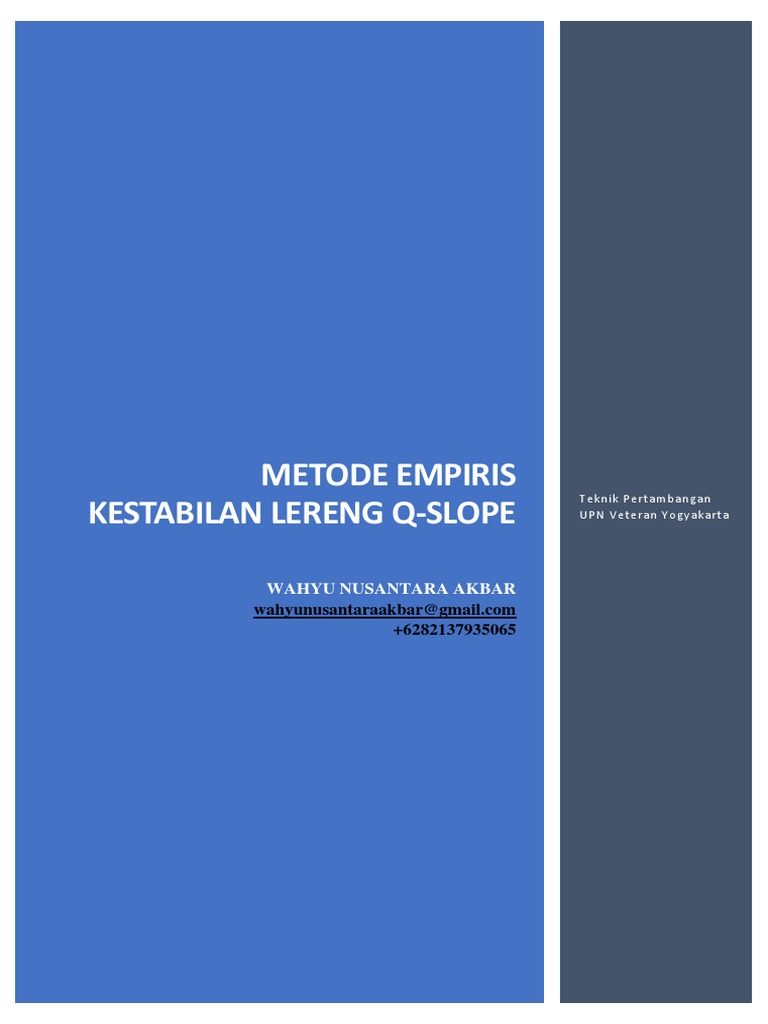 Klasifikasi Massa Batuan Metode Empiris Q-Slope Untuk Kestabilan Lereng PDF | PDF