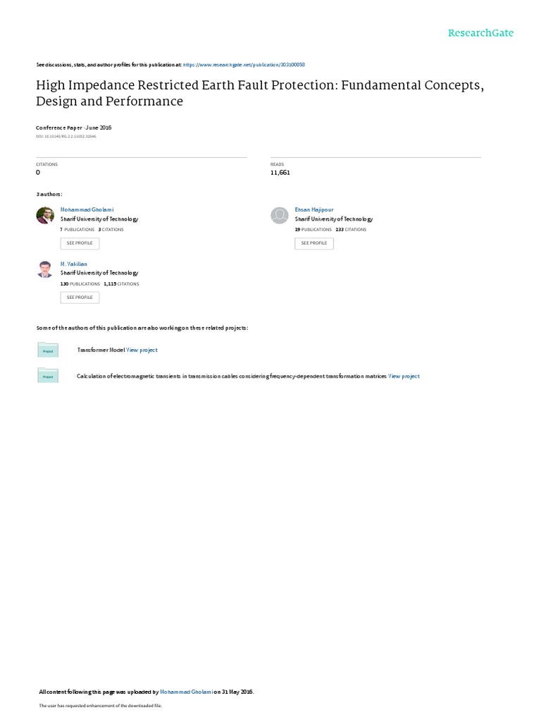 High Impedance Restricted Earth Fault Protection Fundamental Concepts ...