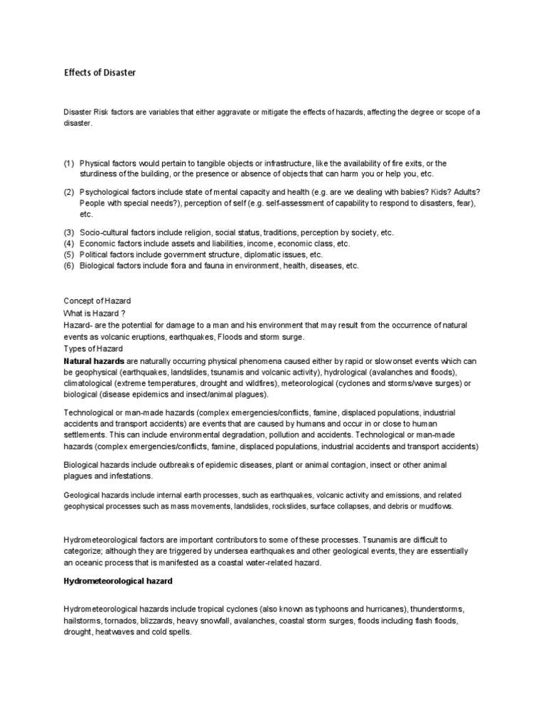 Effects of Disaster | PDF | Natural Hazards | Hazards
