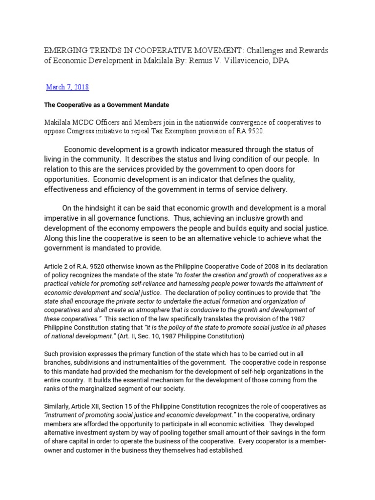 Emerging Trends in Cooperative Movement | PDF | Cooperative | Dividend