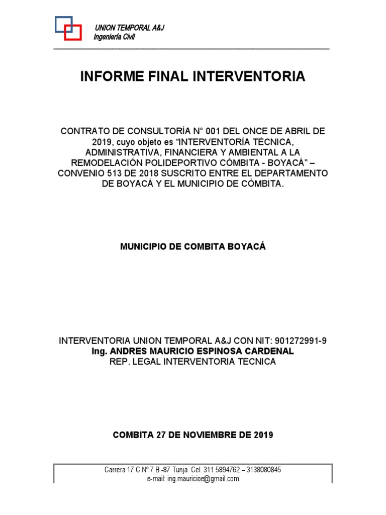 Informe Final Interventoria 2019 | PDF | Tubería (transporte de fluidos ...