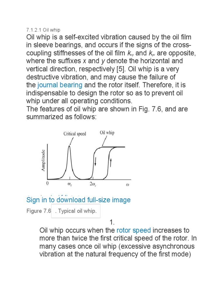 Journal Bearing: 7.1.2.1 Oil Whip | PDF