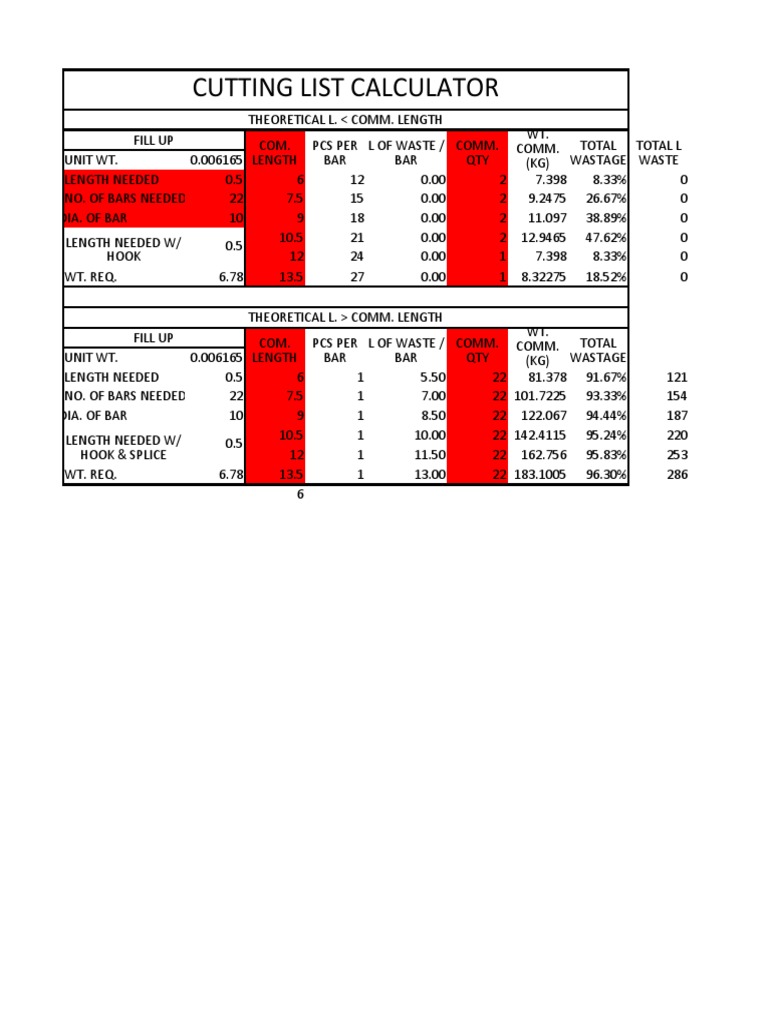 Cutting List Calculator | PDF | Teaching Mathematics | Nature