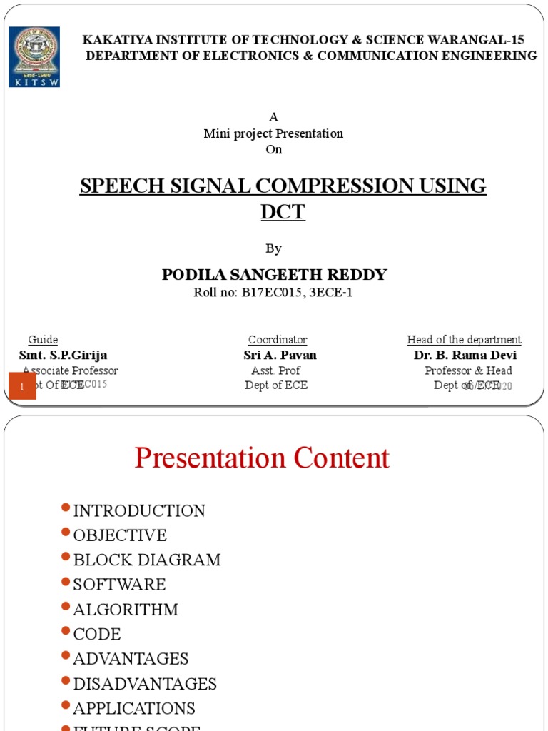 DCT For Speech Compression | PDF | Data Compression | Wavelet