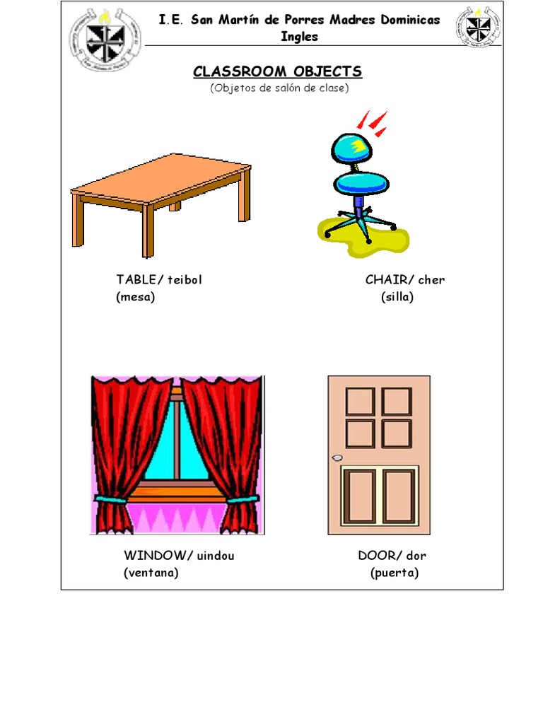 Classroom Objects: TABLE/ Teibol CHAIR/ Cher (Mesa) (Silla) | PDF