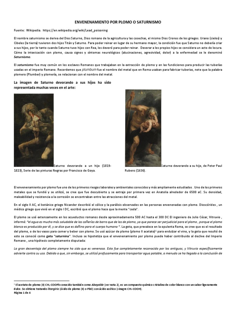 Envenenamiento Por Plomo o Saturnismo | PDF | Dirigir | Sustancias químicas