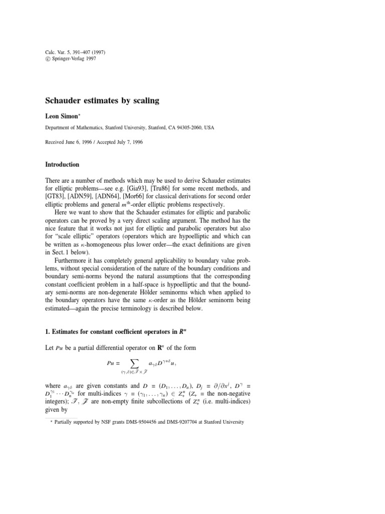 Simon - Schauder Estimate by Scaling | PDF | Partial Differential Equation | Norm (Mathematics)