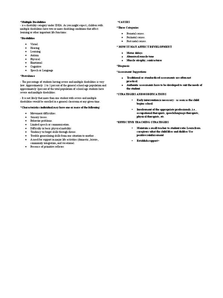 Multiple Disabilities | PDF | Disability | Behavioural Sciences
