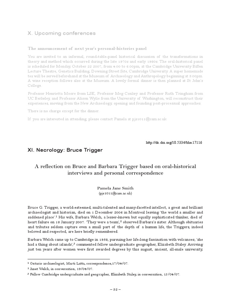 Necrology: Bruce Trigger | PDF | Academia | Archaeology