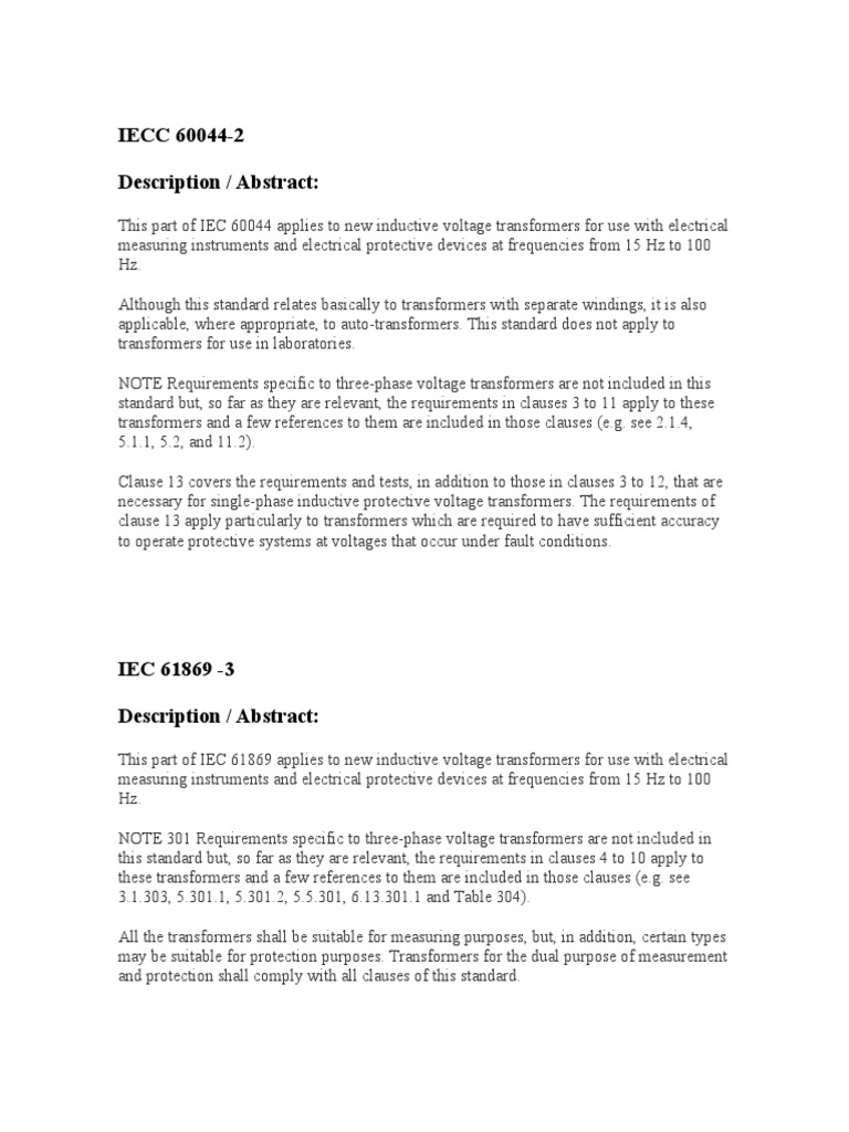 Extracto de Consulta Diferencias Iec 60044-2 y 61869-3 | PDF ...