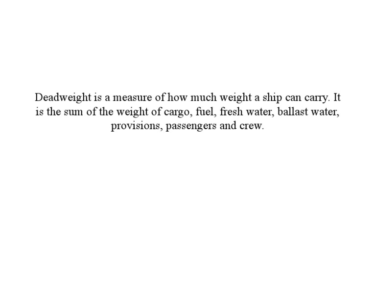 Understanding Ship Deadweight Capacity | PDF