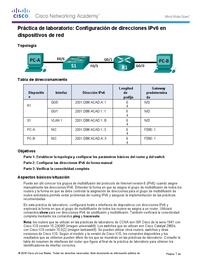 Configuración de Direcciones IPv6 en Dispositivos de Red | PDF | Yo Pv6 | Enrutador (Computación)