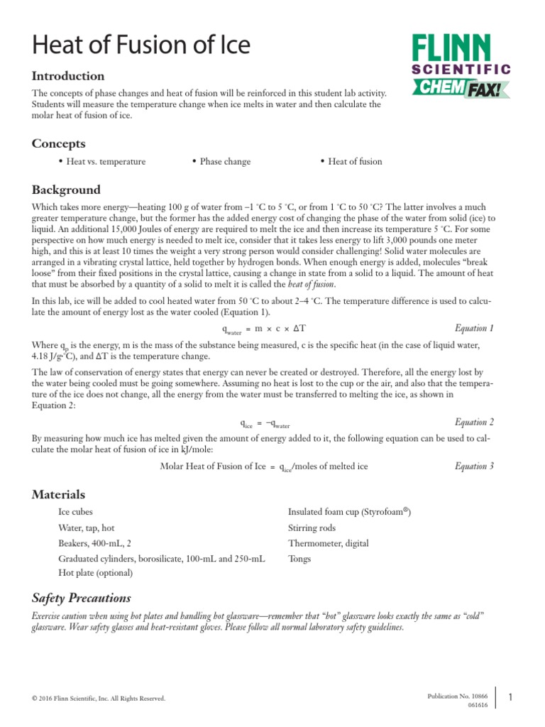 Heat of Fusion of Ice: Scientific | PDF | Heat | Ice