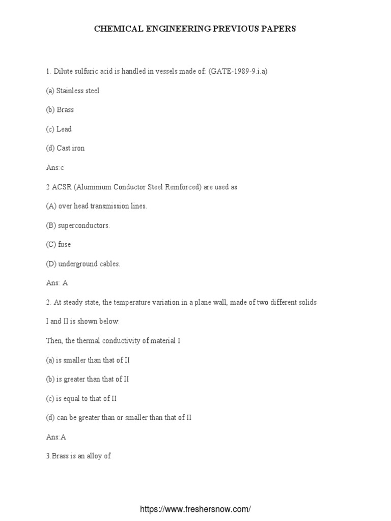 Chemical Engineering Model Papers | Download Free PDF | Polymerization ...