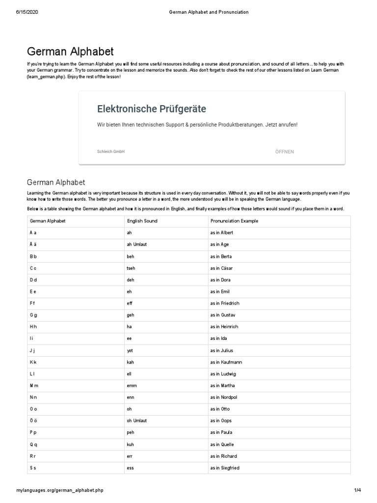 German Alphabet and Pronunciation | PDF | Western Calligraphy | Linguistics