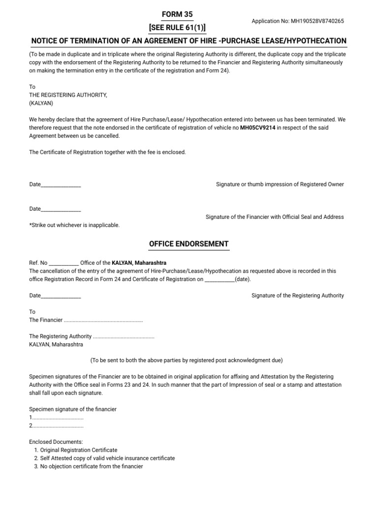 Form 35 PDF | Download Free PDF | Lease | Civil Law (Common Law)