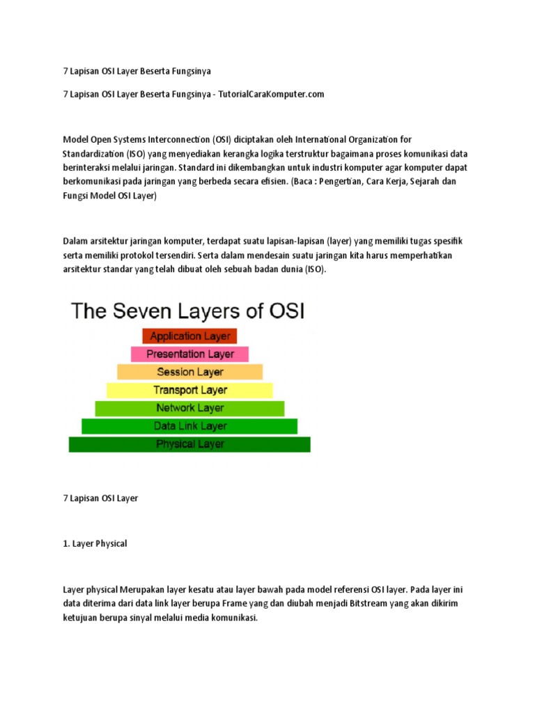 7 Lapisan OSI | PDF