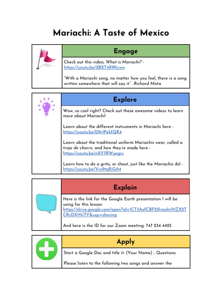 Mariachi Distance Learning Lesson Plan | PDF | Entertainment (General)