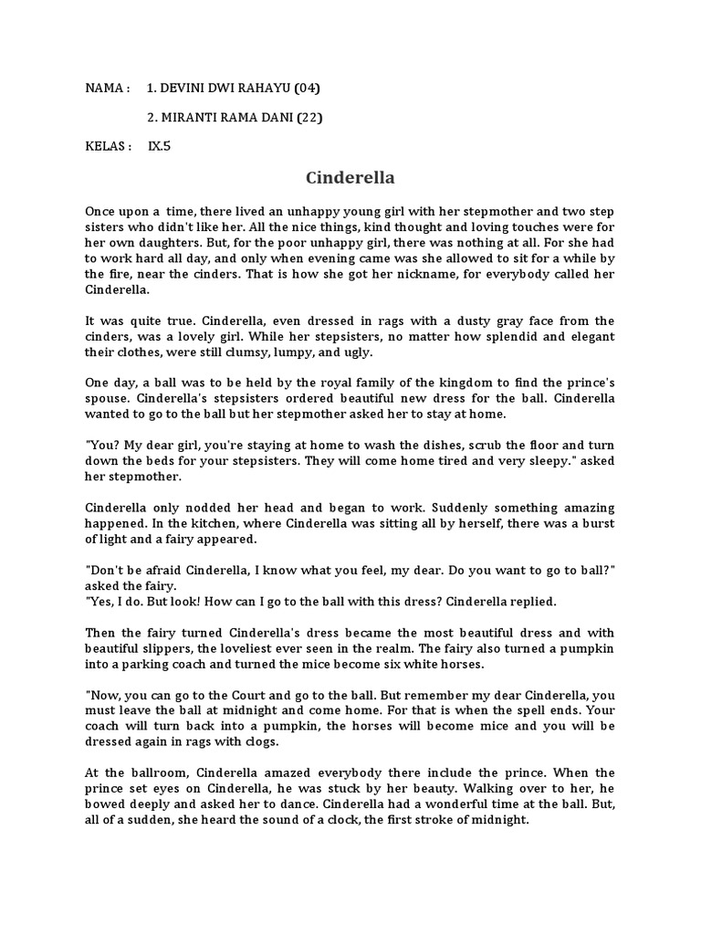 Narrative Text Cinderella Download Free Pdf European Folklore