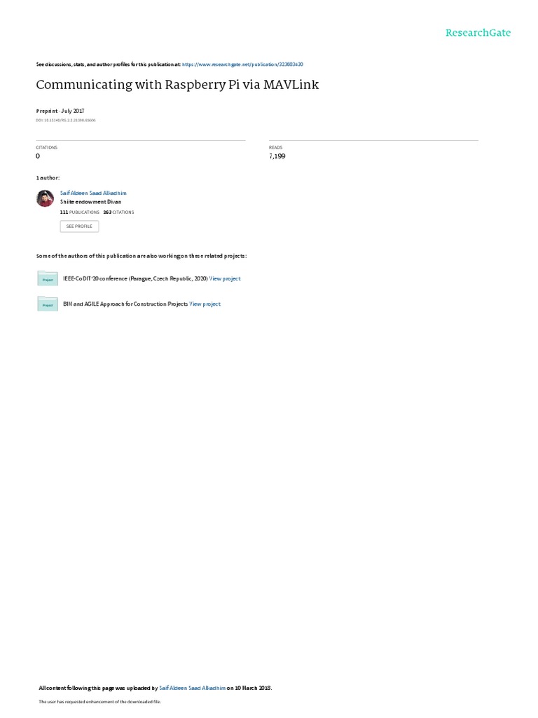 Communicating With Raspberry Pi Via MAVLink | PDF | Local Area Network | Raspberry Pi