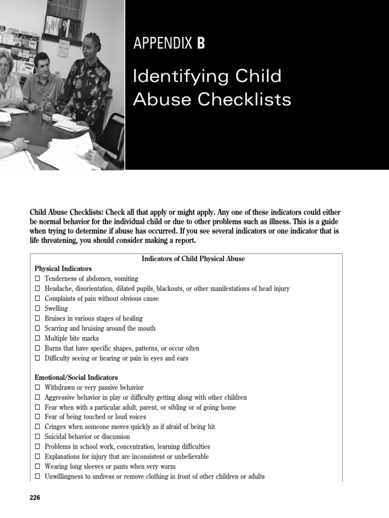 Child Abuse Identification Checklists | PDF | Child Abuse | Fear