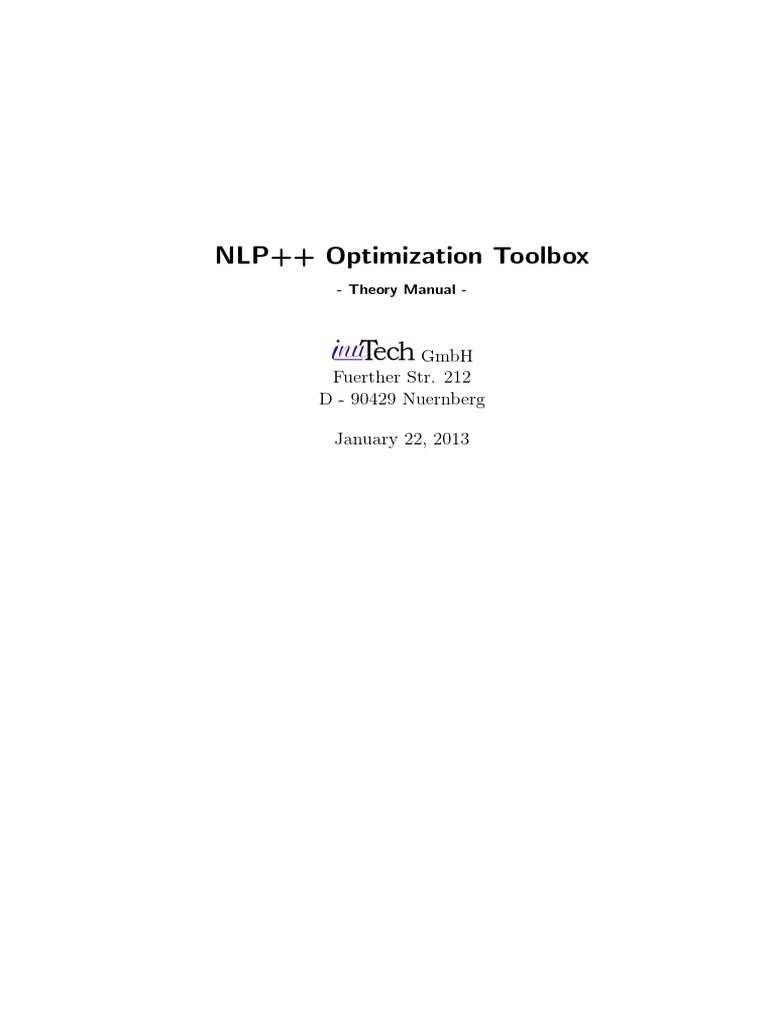 NLP TheoryManual PDF | PDF | Nonlinear Programming | Mathematical ... NLP TheoryManual PDF | PDF | Nonlinear Programming | Mathematical ...