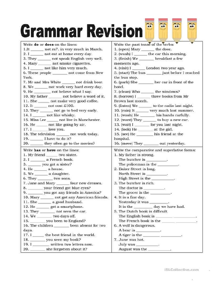 Grammar Revision Tenses | PDF