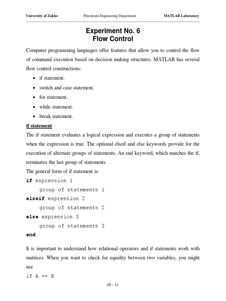 Experiment 6 Flow Control | PDF | Control Flow | Theoretical Computer Science