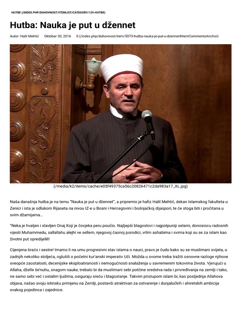 Hutba - Nauka Je Put U Džennet | PDF