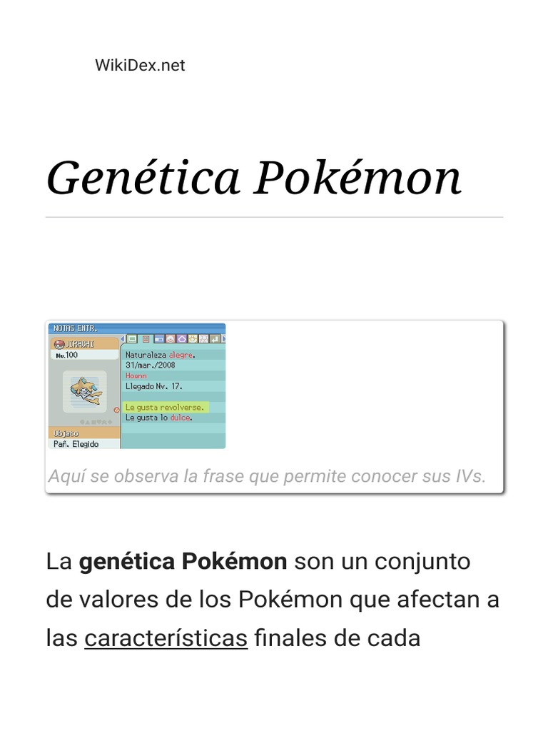 Genética Pokémon - WikiDex, La Enciclopedia Pokémon | PDF | Pokémon ...