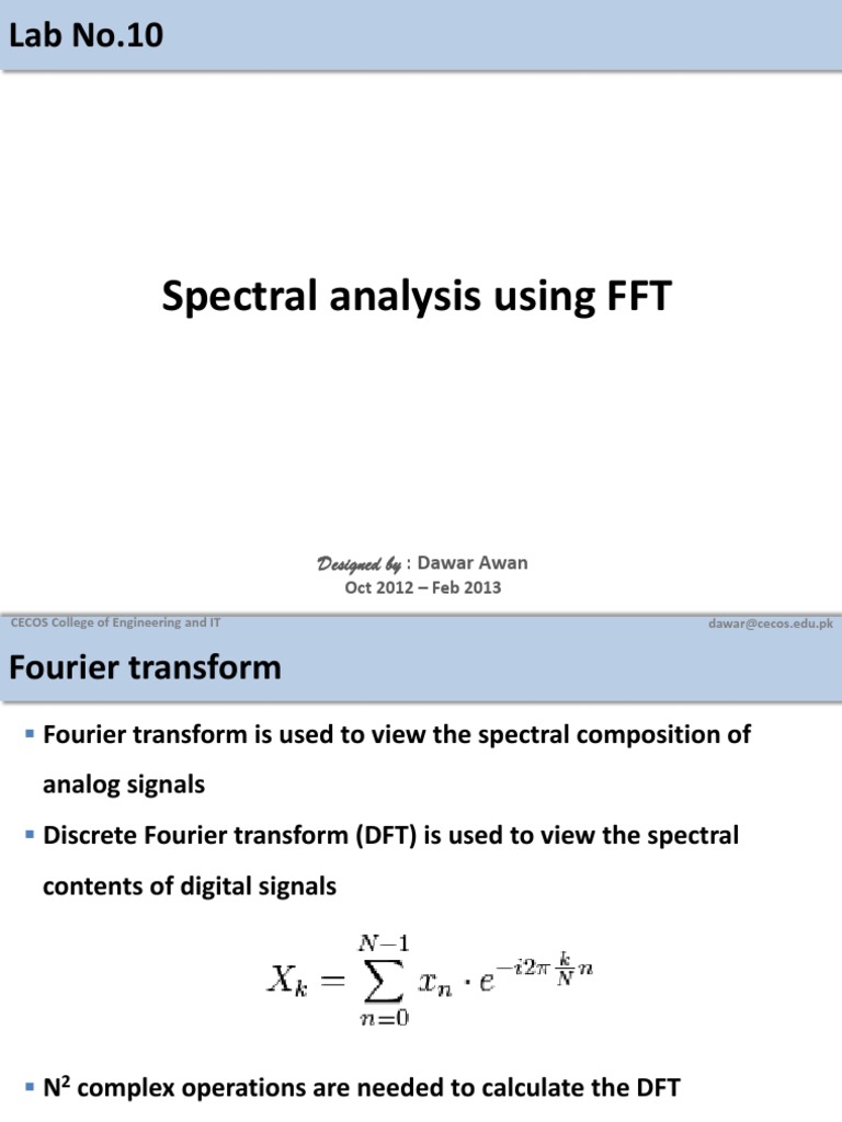 Spectral Analysis Using FFT: Designed By: Dawar Awan | PDF | Fast ...