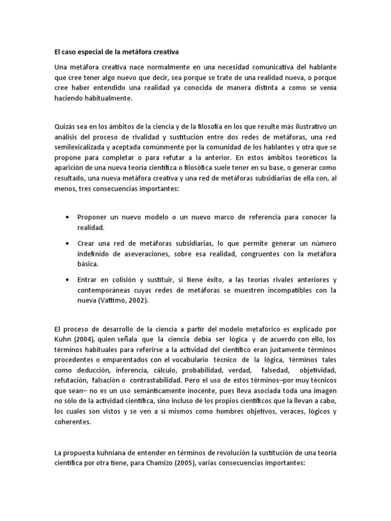 El Caso Especial de La Metáfora Creativa | PDF | Metáfora | Teoría