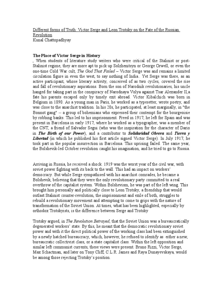 Different Forms of Truth Victor Serge An | PDF | Leon Trotsky | Communism