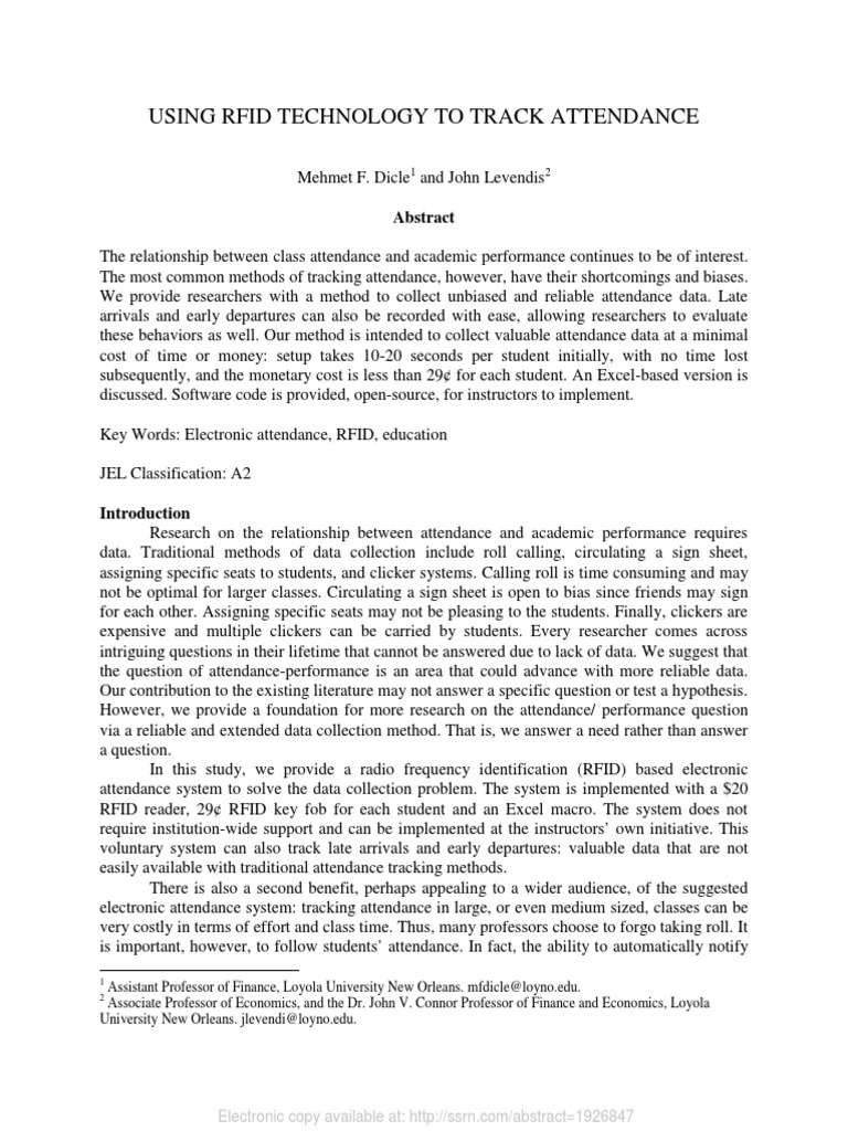 Dicle Levendis RFID Attendance System PDF | PDF | Radio Frequency ... Dicle Levendis RFID Attendance System PDF | PDF | Radio Frequency ...