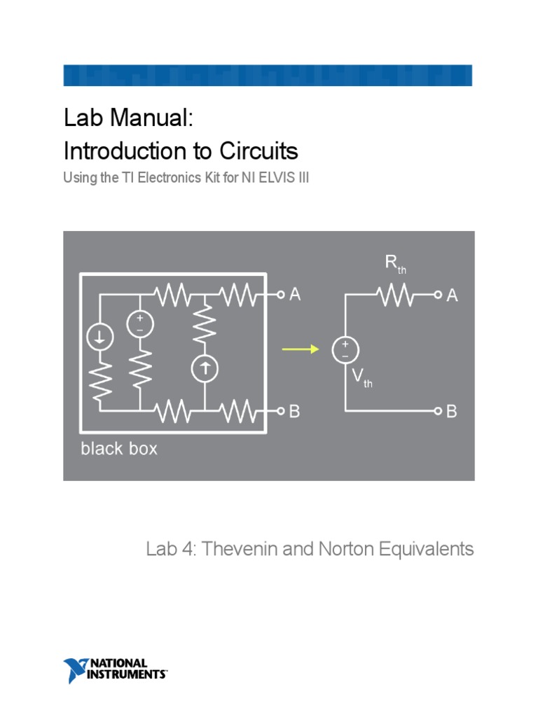 Lab Manual: Introduction To Circuits: Lab 4: Thevenin and Norton Equivalents | PDF | Electrical ...