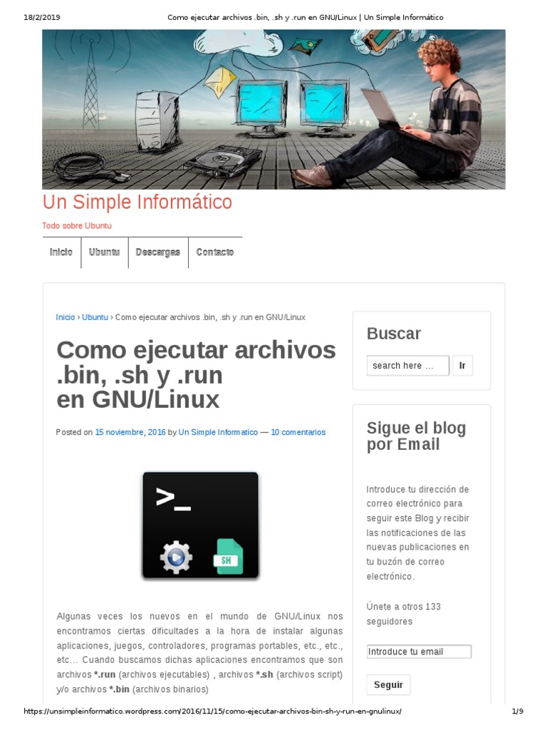 Como Ejecutar Archivos .Bin, .SH y .Run en GNU - Linux - Un Simple Informático | PDF | Archivo ...