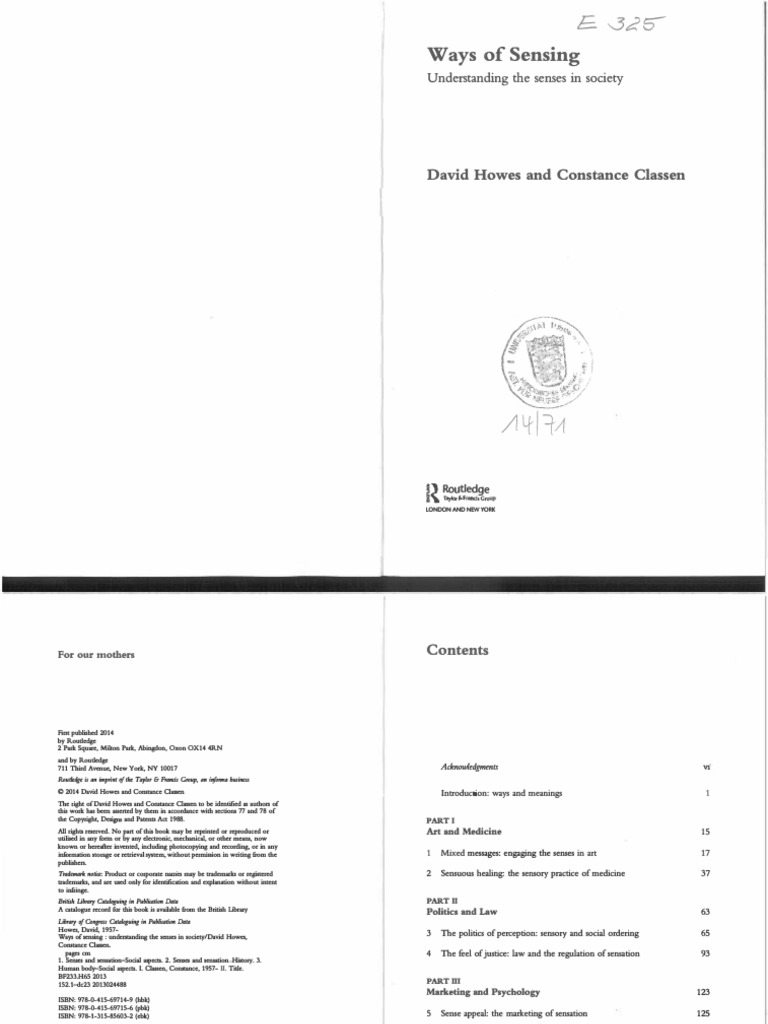 Ways of Sensing: David Howes and Constance Classen | PDF | Perception ...