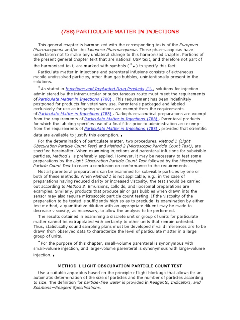 788 - Particulate Material - Usp Monograph | Download Free PDF ...