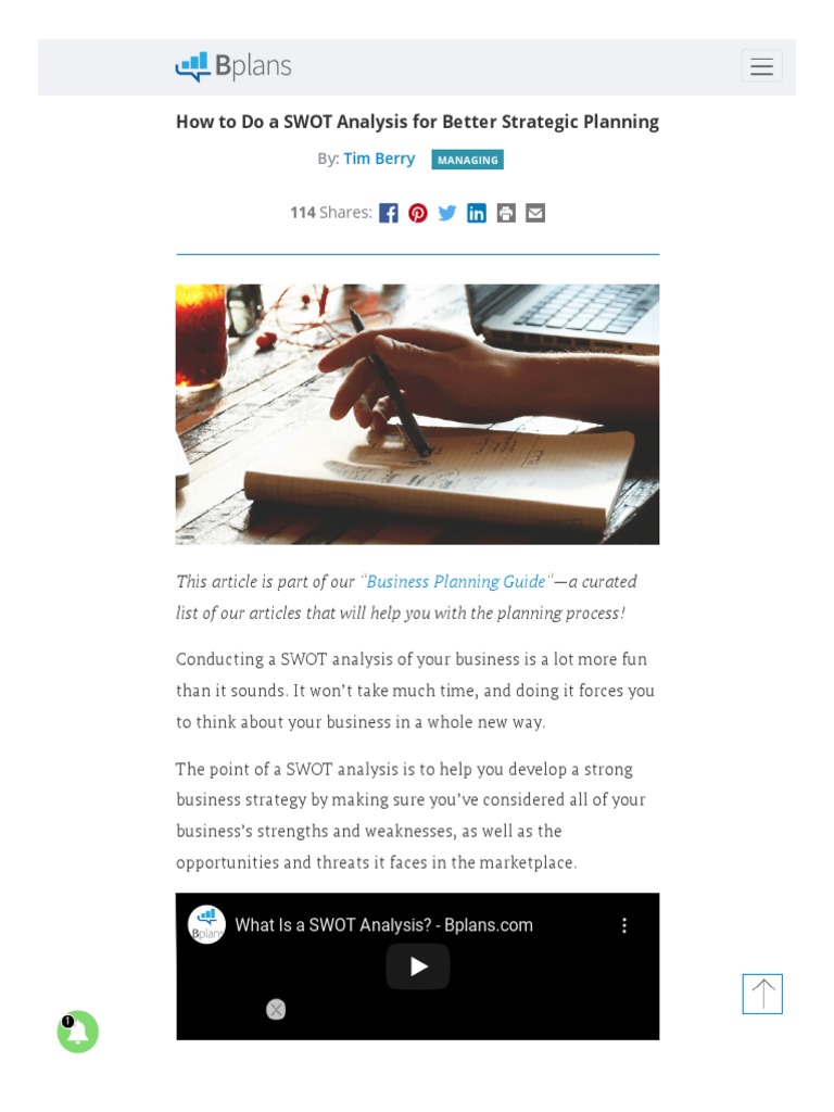 Articles Bplans Com How To Perform Swot Analysis | PDF | Swot Analysis ...