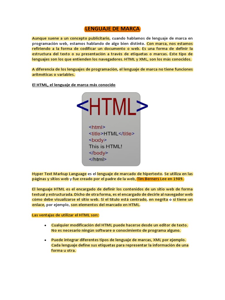Lenguajes de Marcado: HTML y XML | PDF | Lenguaje de marcado | Xml