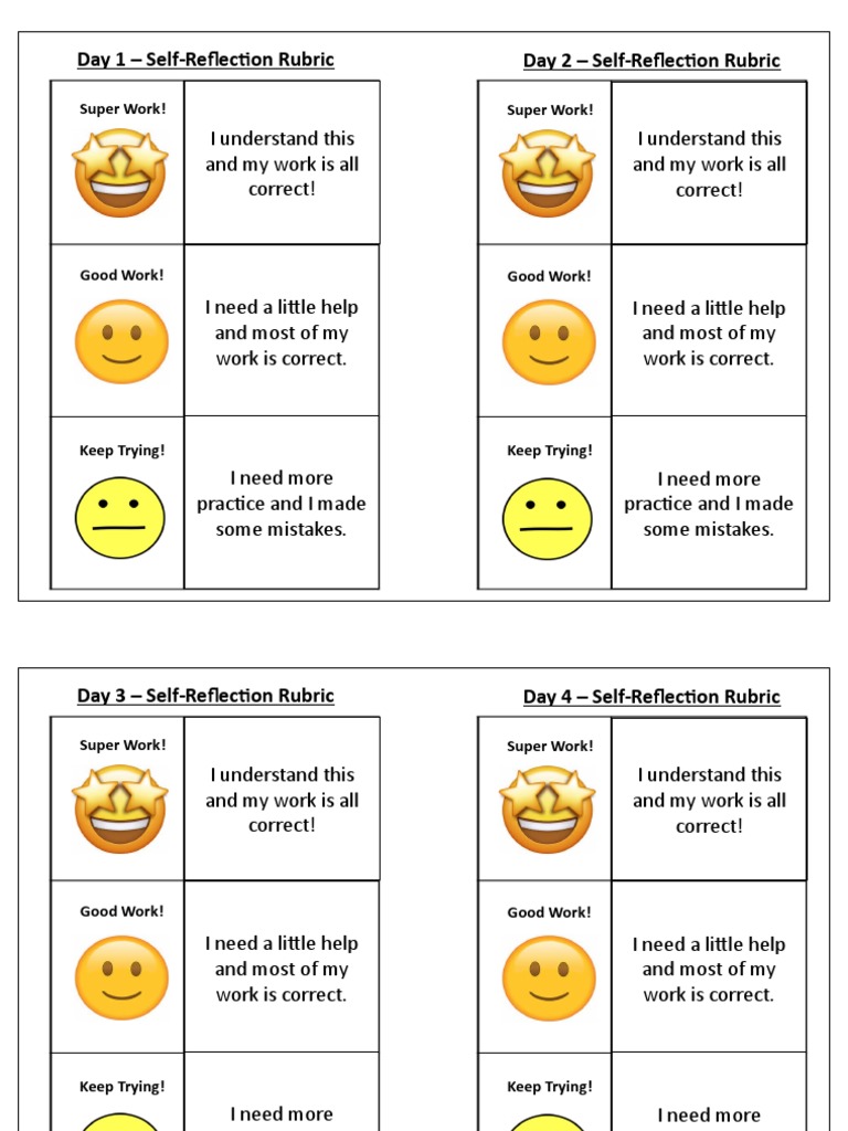 Selfreflectionrubric | PDF | Self-Improvement