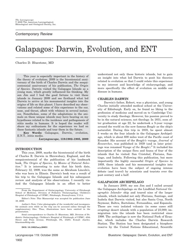 Galapagos Darwin, Evolution, and ENT | PDF | Galápagos Islands ...