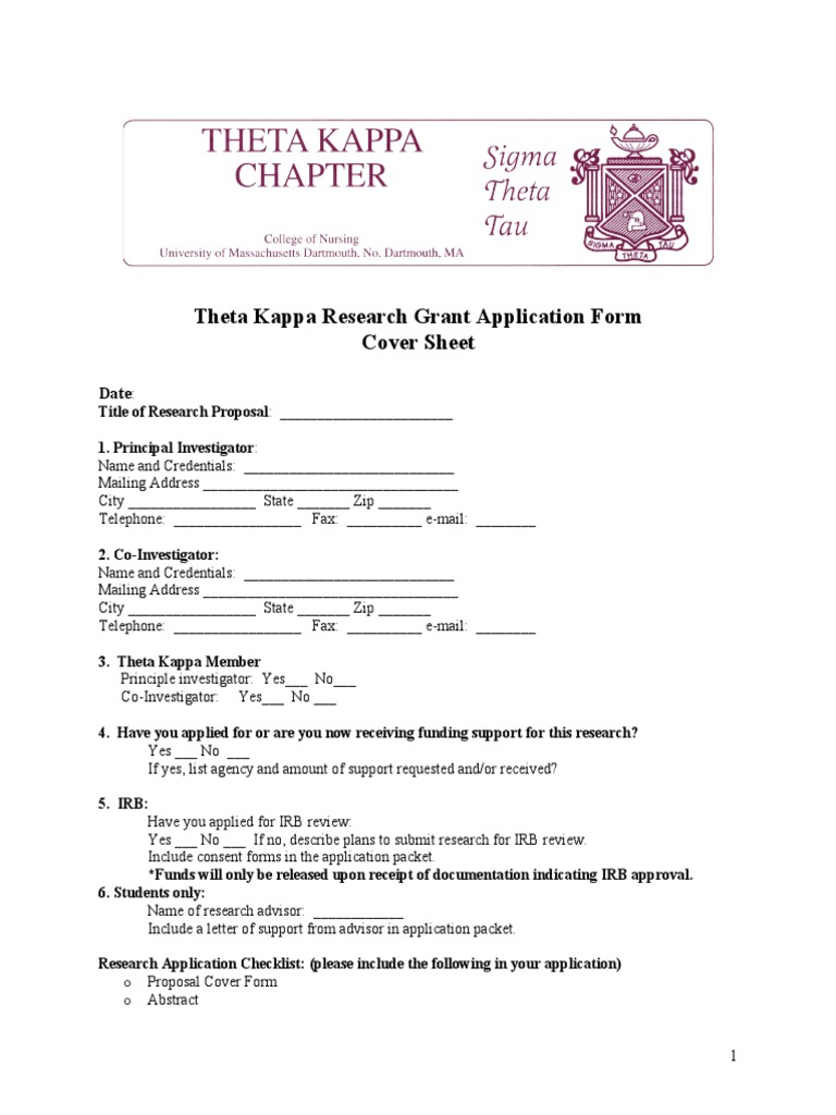 Research Proposal Application Form | PDF | Institutional Review Board ...