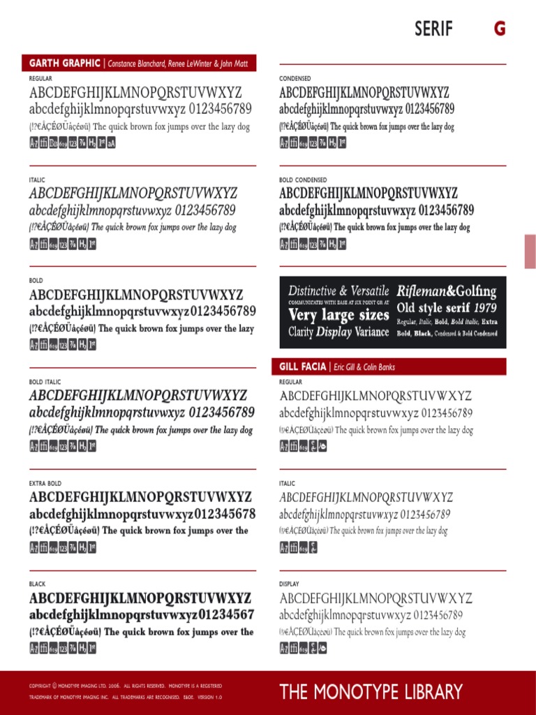 The Monotype Library: Abcdefghijklmnopqrstuvwxyz Abcdefghijklmnopqrstuvwxyz 0123456789 | PDF ...