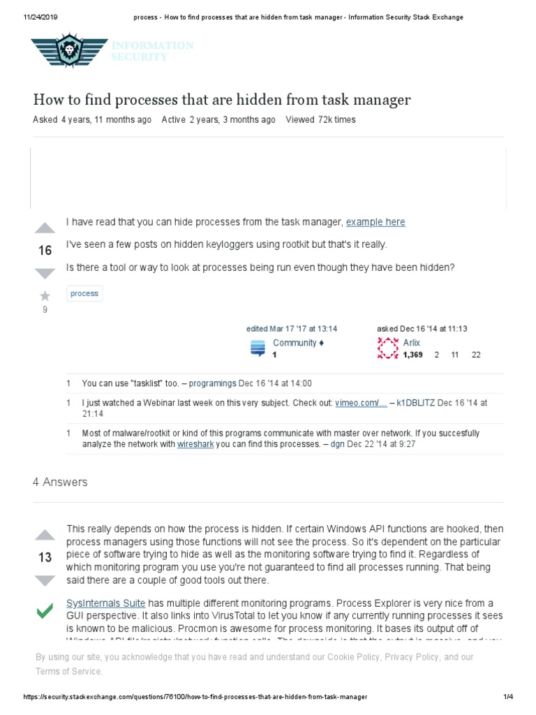Process - How To Find Processes That Are Hidden From Task Manager - Information Security Stack ...