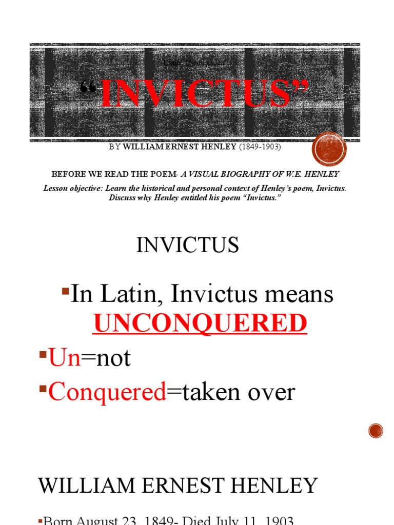 Invictus PPT Notes | PDF | Adjective | Linguistic Morphology