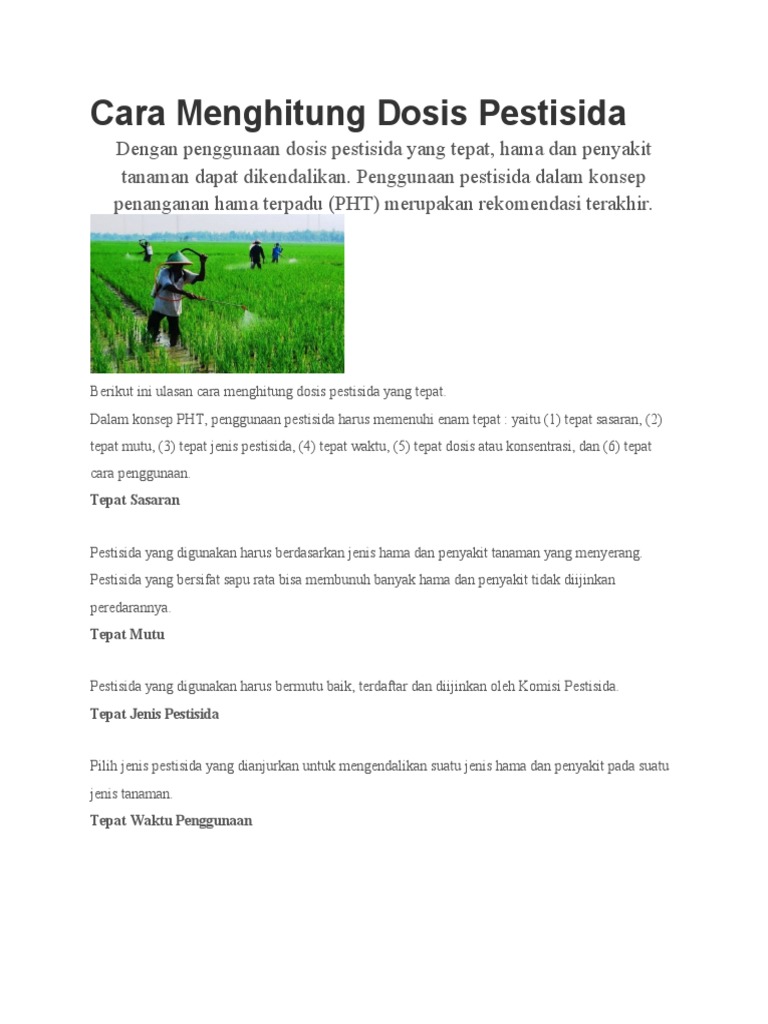 Cara Menghitung Dosis Pestisida | PDF