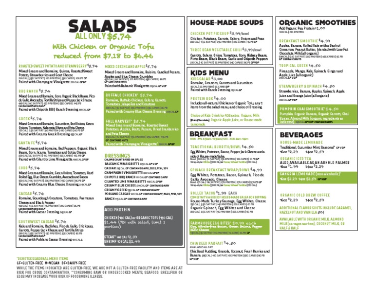Salad and Go Menu | PDF | Salad | Food And Drink Preparation