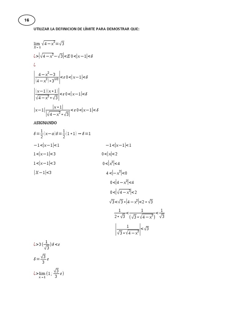 Utilizar La Definicion de Límite para Demostrar Que | PDF | Teaching ...